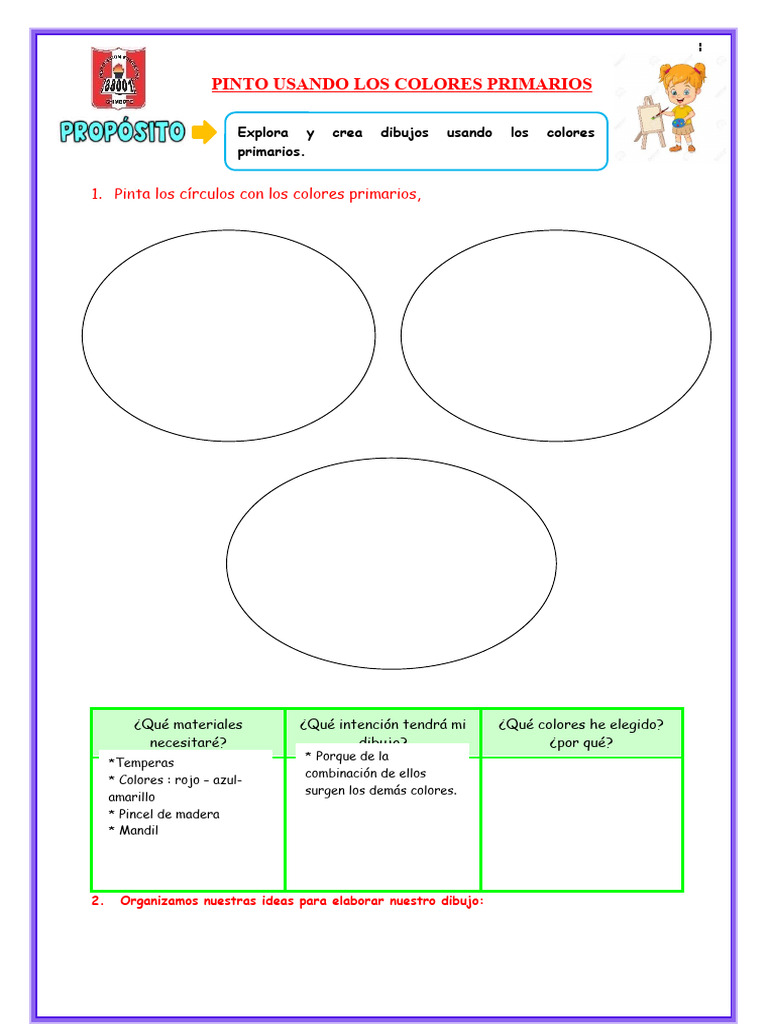 Ficha Arte Pintamos Usando Colores Primarios | PDF Ficha Arte Pintamos Usando Colores Primarios | PDF