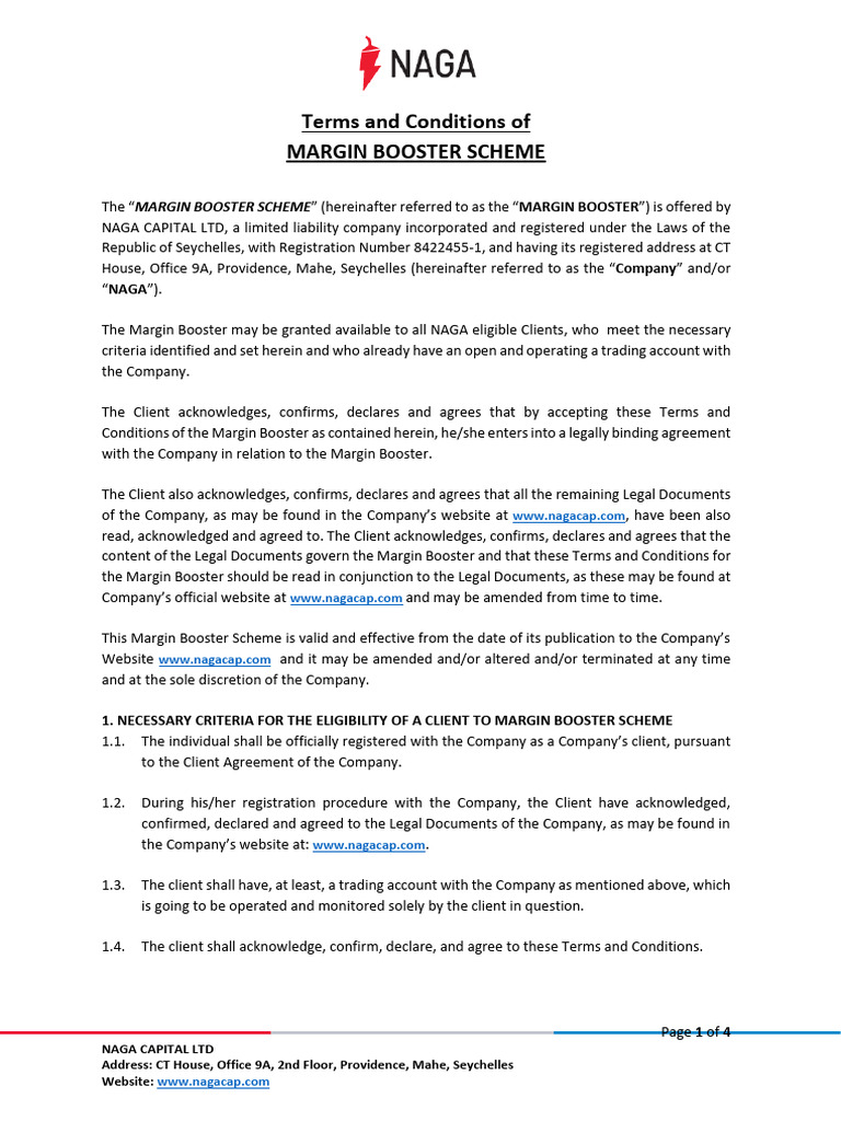 Margin Booster Credit TCs NAGA Capital LTD | PDF | Contractual Term ...
