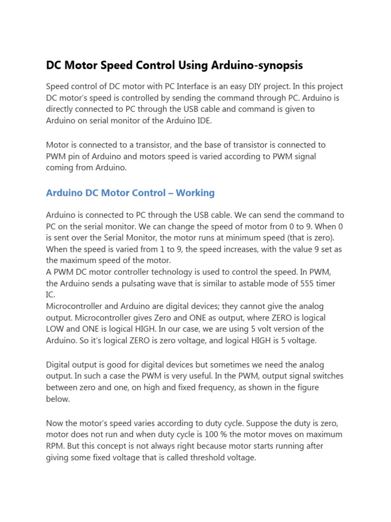 DC Motor Speed Control Using Arduino | Download Free PDF | Arduino ...