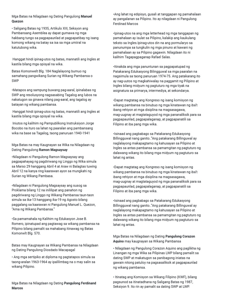 Reviewer Filipino Midterm | PDF