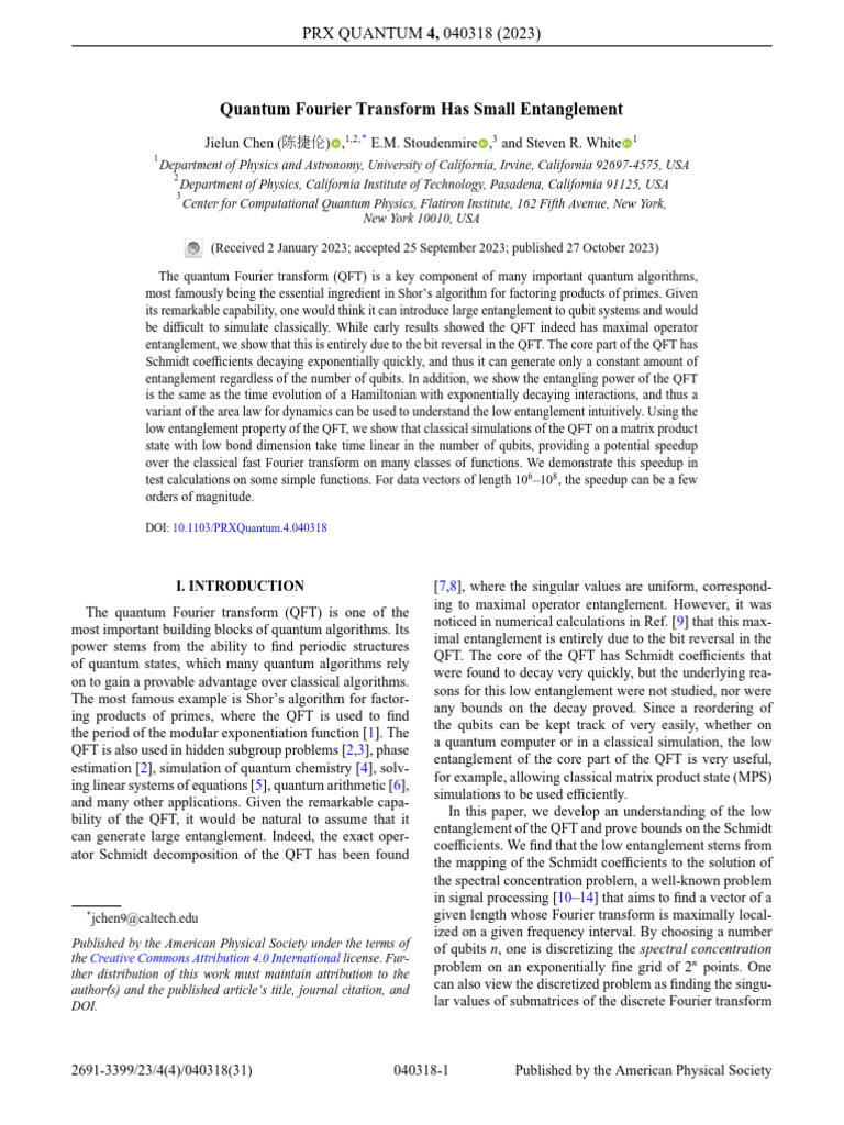 Quantum Fourier Transform Insights | PDF | Quantum Computing | Quantum Entanglement