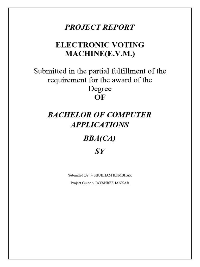 Project Report On Evm CPP | PDF | Voting | Electronic Voting