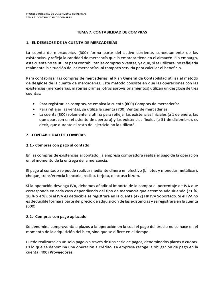 Tema 7. Contabilidad de Compras | Descargar gratis PDF | Factura ...