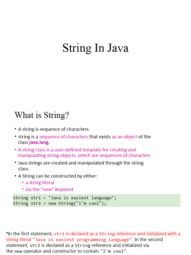 Unit I 4 String Pdf String Computer Science Constructor Object Oriented Programming