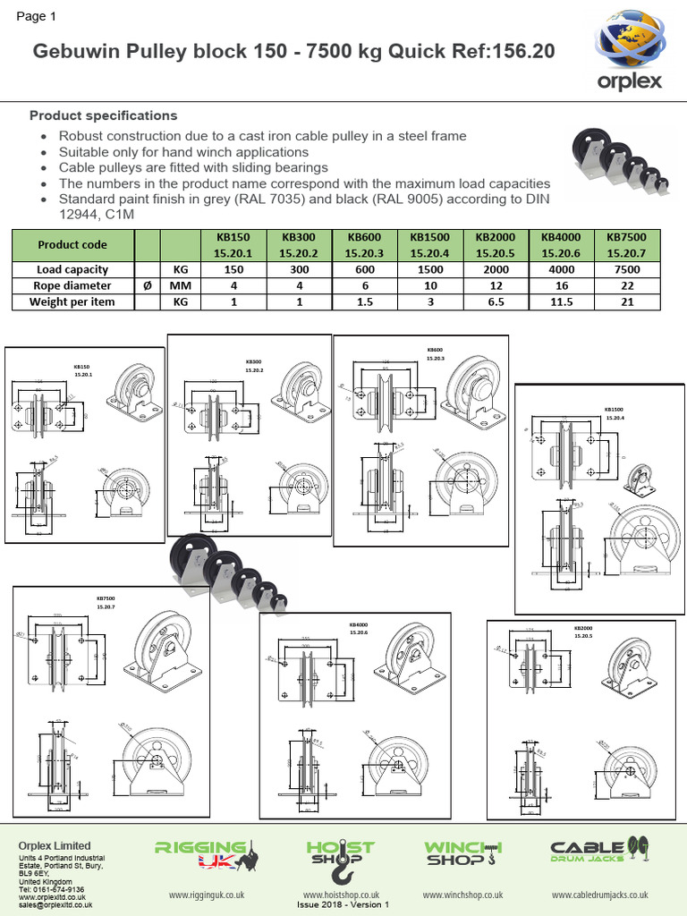 Gebuwin Pulley - ORP Data Sheet | PDF | Manufactured Goods