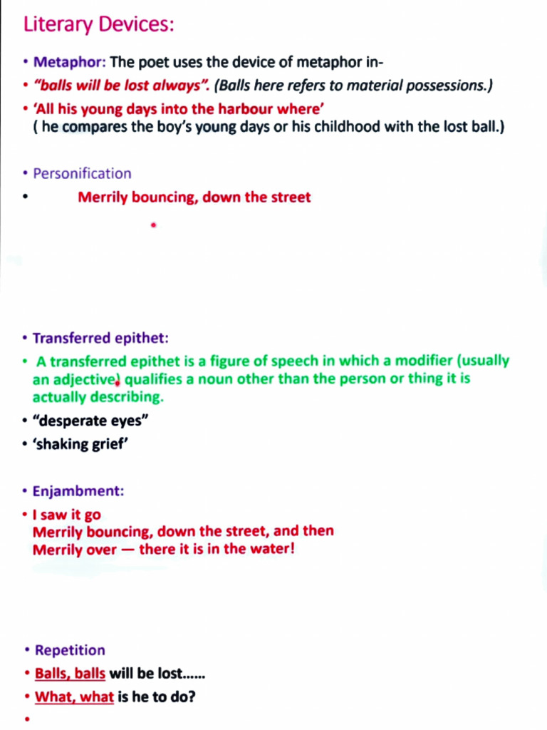 The Ball Poem Literary Devices | PDF