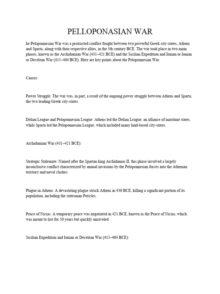 Pelloponasian War | PDF | Peloponnesian War | Ancient Greece