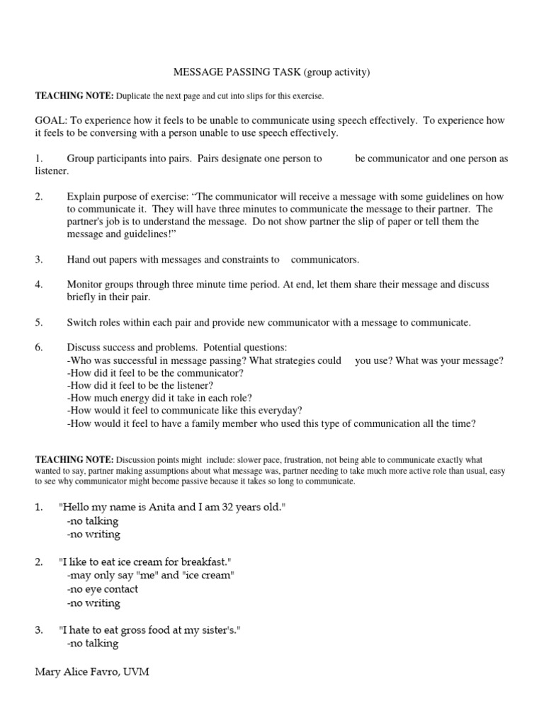 Message Passing Task | PDF | Communication | Human Communication