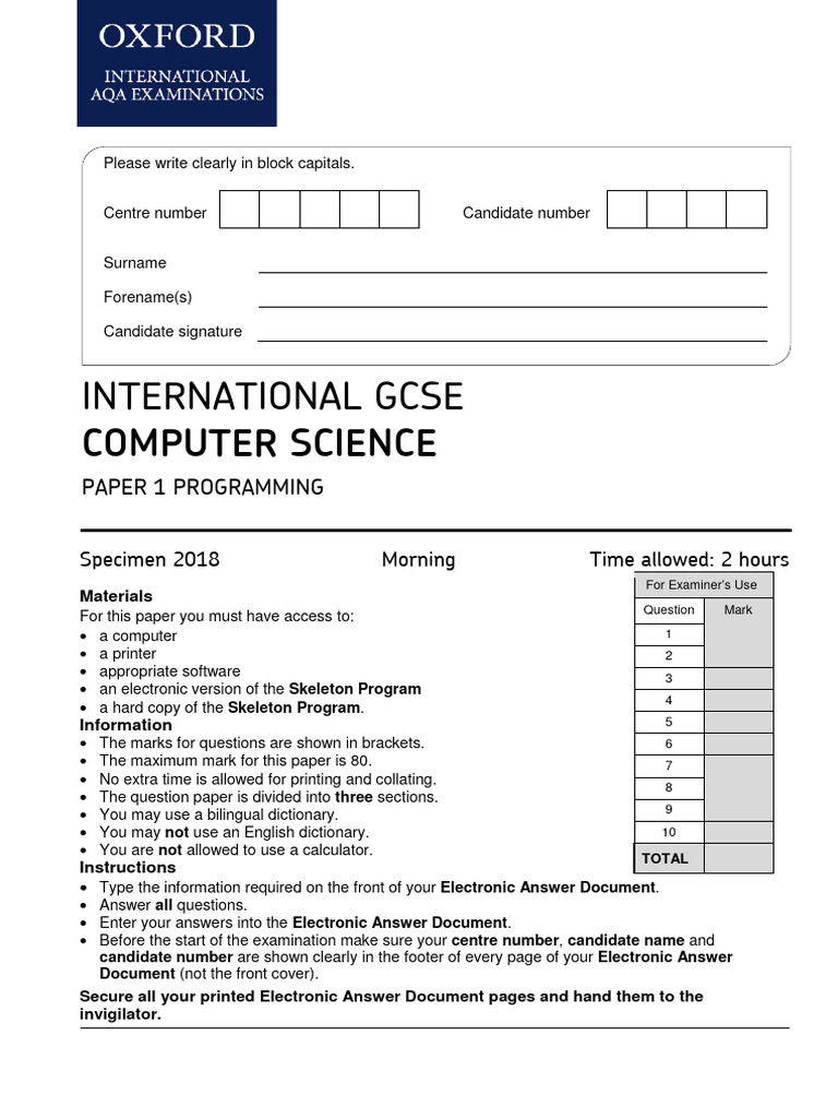 Gcse Computer Science Question Paper 1 v1 23012018 | PDF | Encryption | Cipher