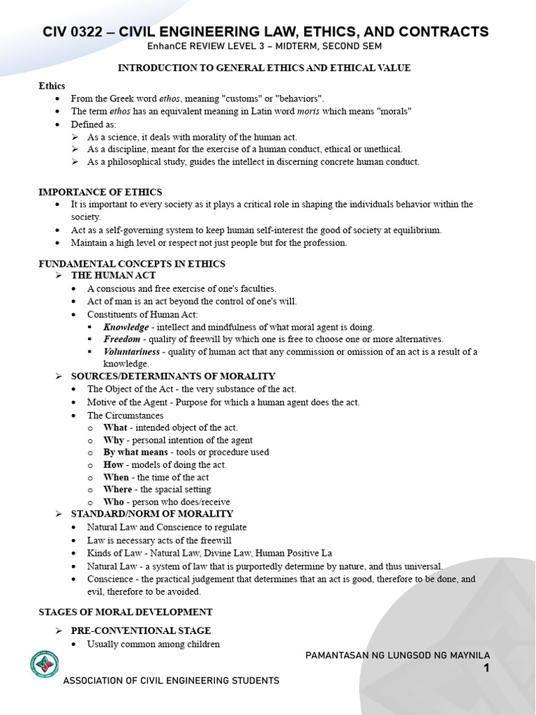 Civil Engineering Ethics, Laws, and Contracts | PDF | Surveying ...