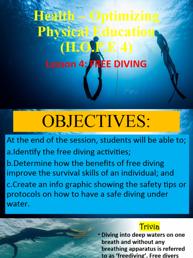 Lesson 4 Free Diving | PDF | Scuba Diving | Snorkeling