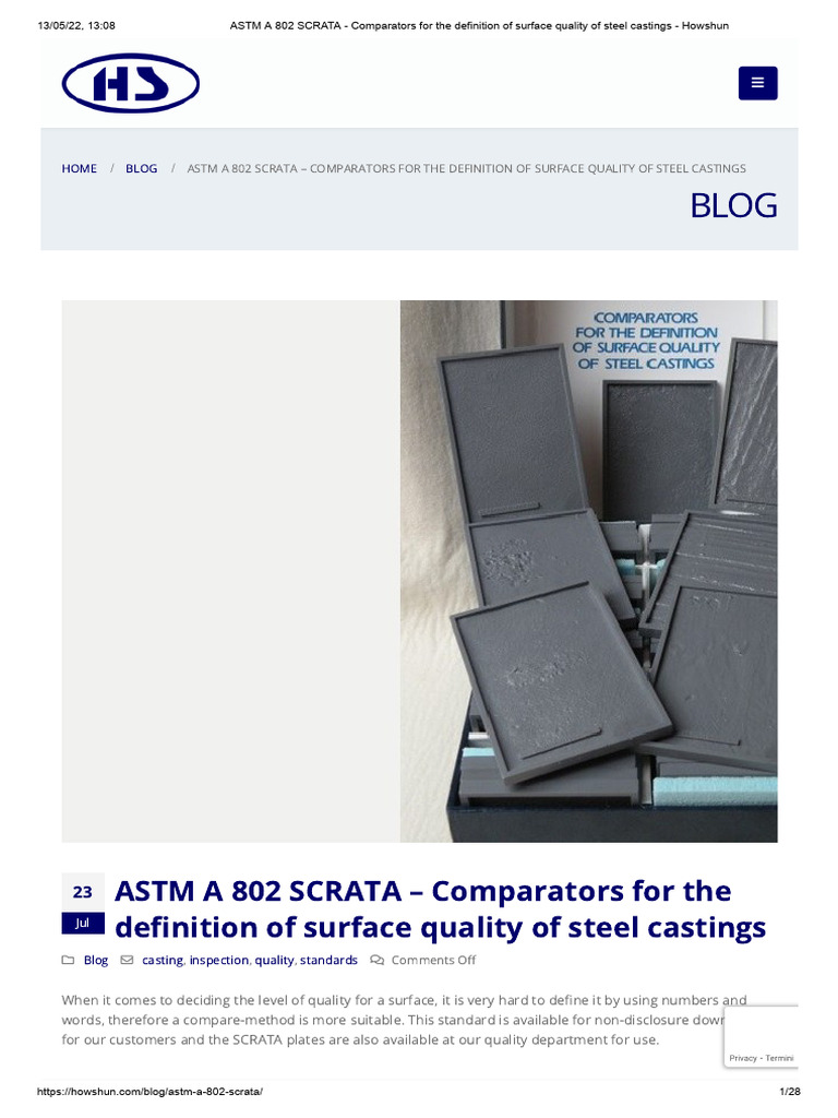 ASTM A 802 SCRATA - Comparators For The Definition of Surface Quality ...