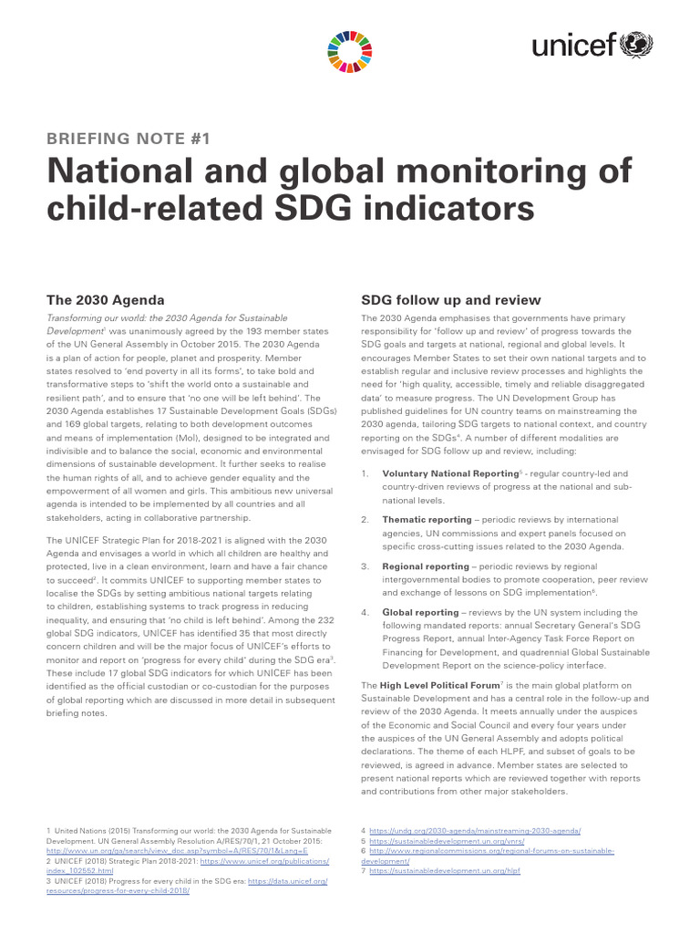 Sdg Briefing Note 1 National And Global Monitoring Pdf