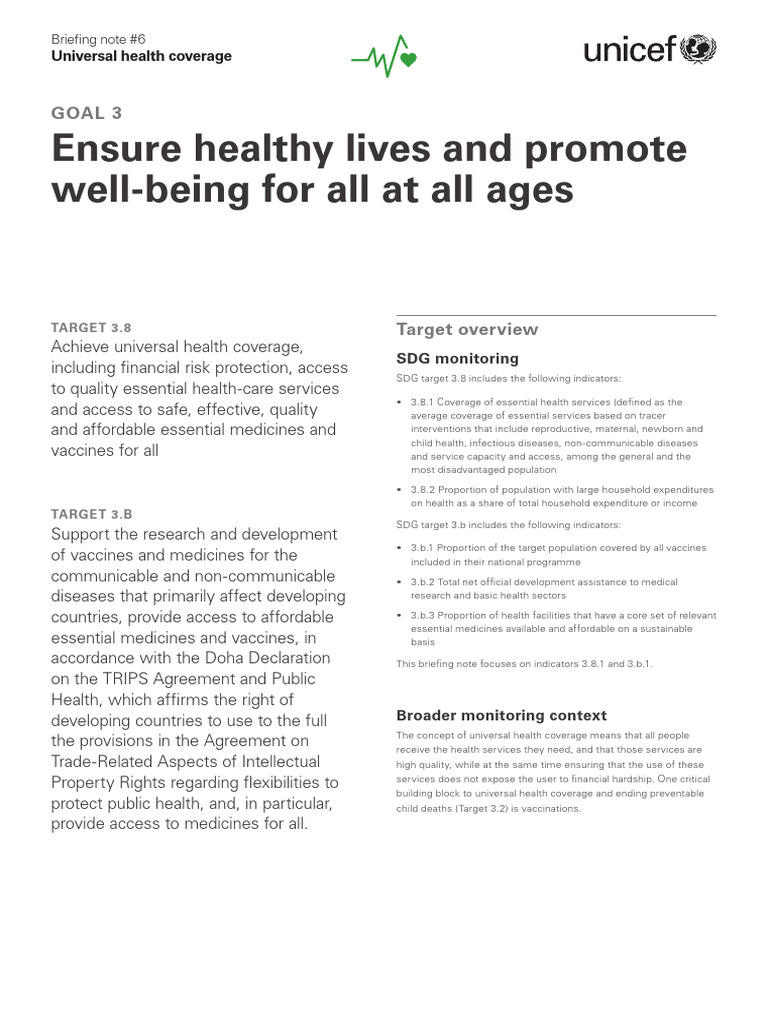 SDG Briefing Note 6 - Universal Health Coverage | PDF | Vaccines ...