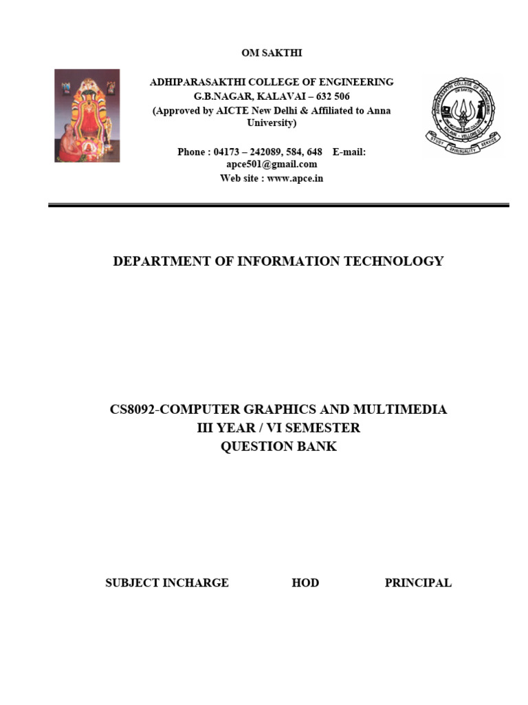 Cgm Question Bank | PDF | Data Compression | 2 D Computer Graphics