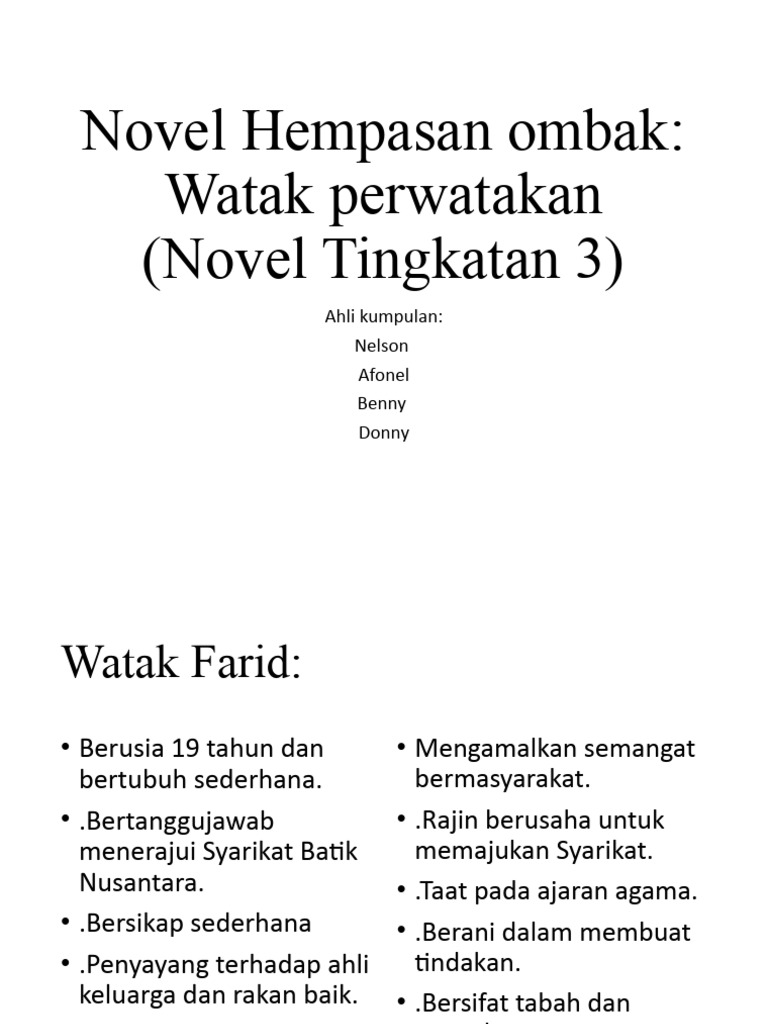Watak dan Perwatakan Novel Hempasan Ombak | PDF | Pengembangan Diri ...