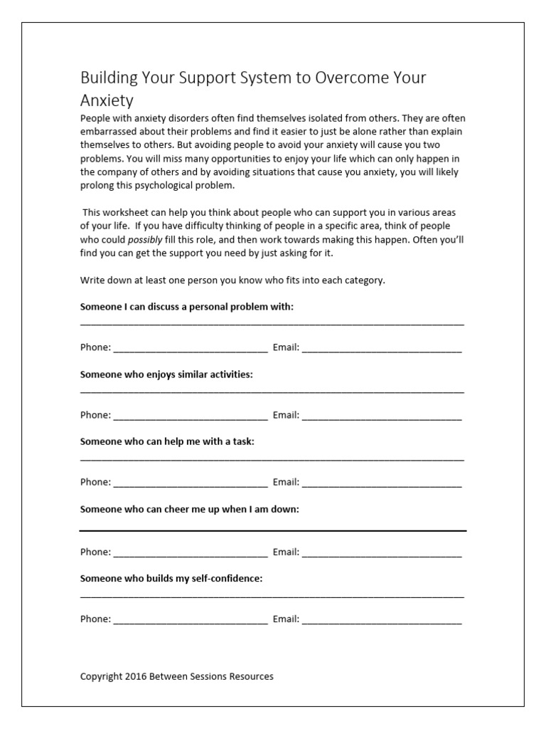 Building Your Support System To Overcome You Anxiety 1116 | PDF ...