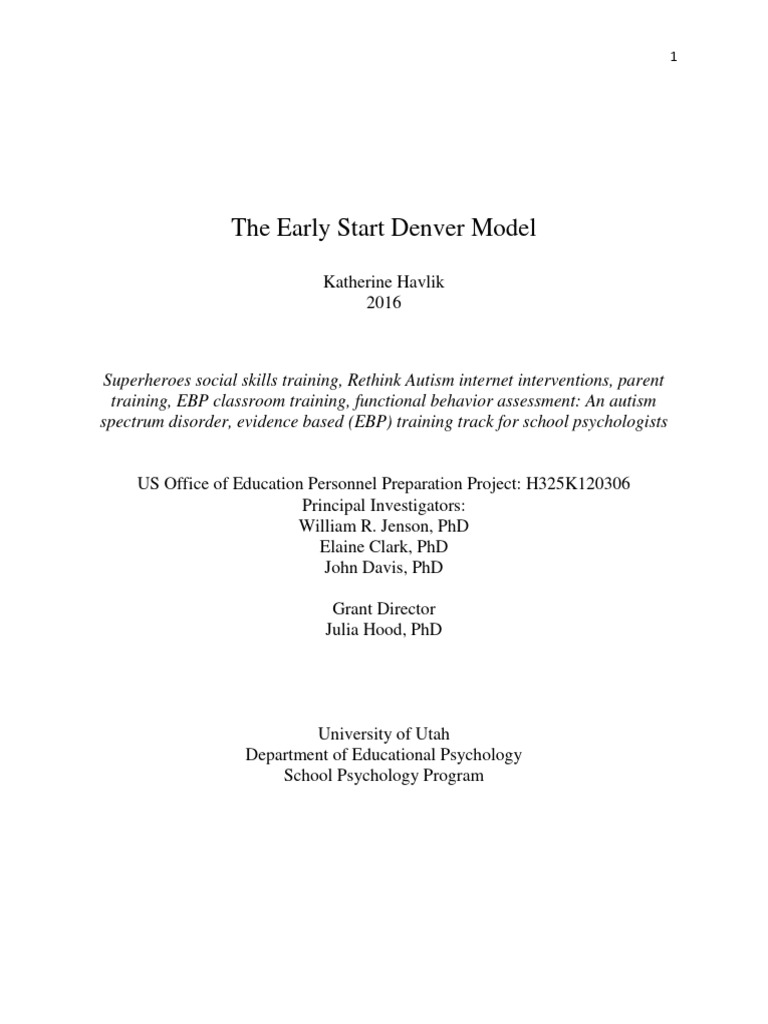 Early-Start-Denver-Model | PDF | Autism Spectrum | Reinforcement