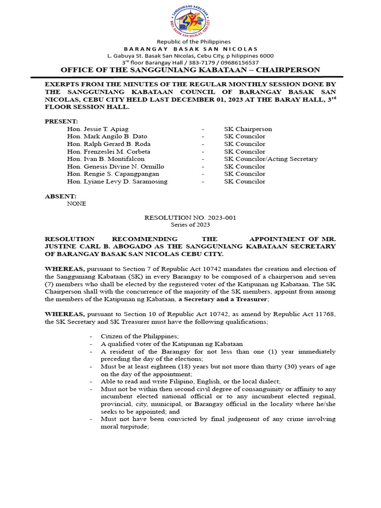 SK Appointments & BAC Formation | PDF | Justice | Crime & Violence