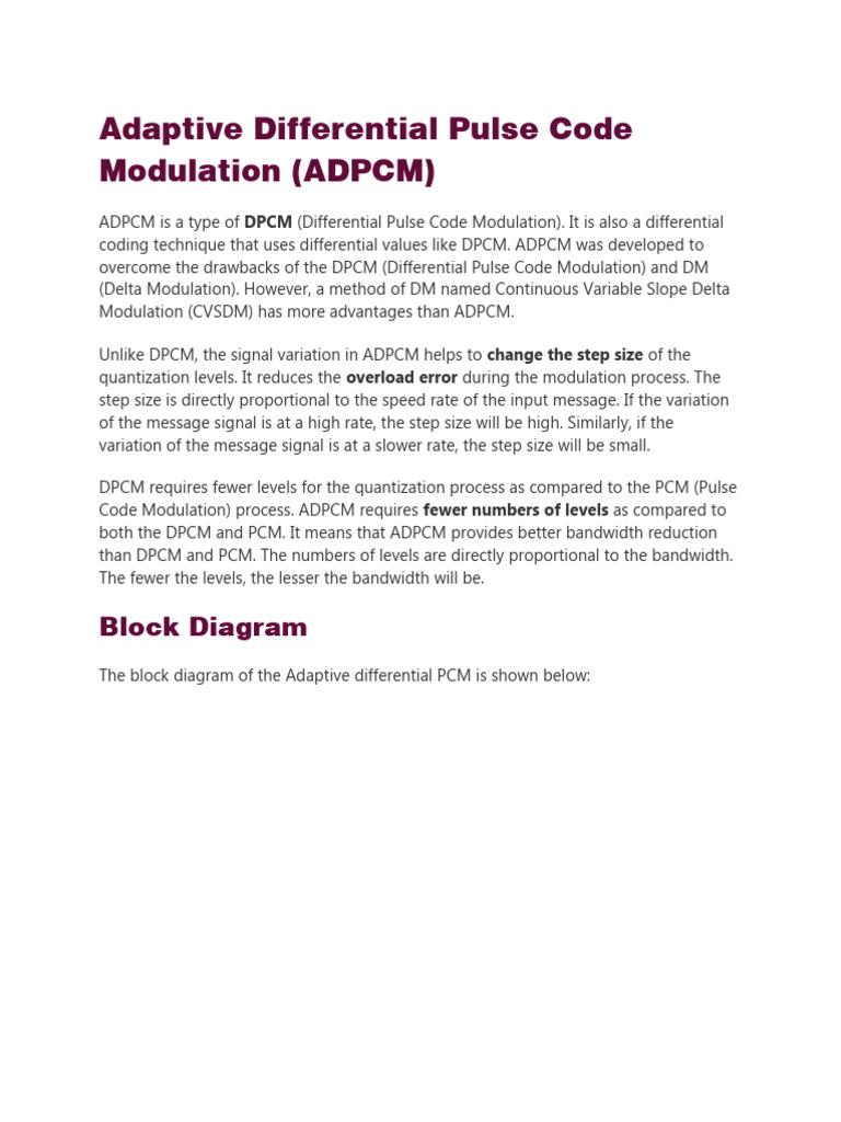 Adpcm | PDF | Data Compression | Modulation