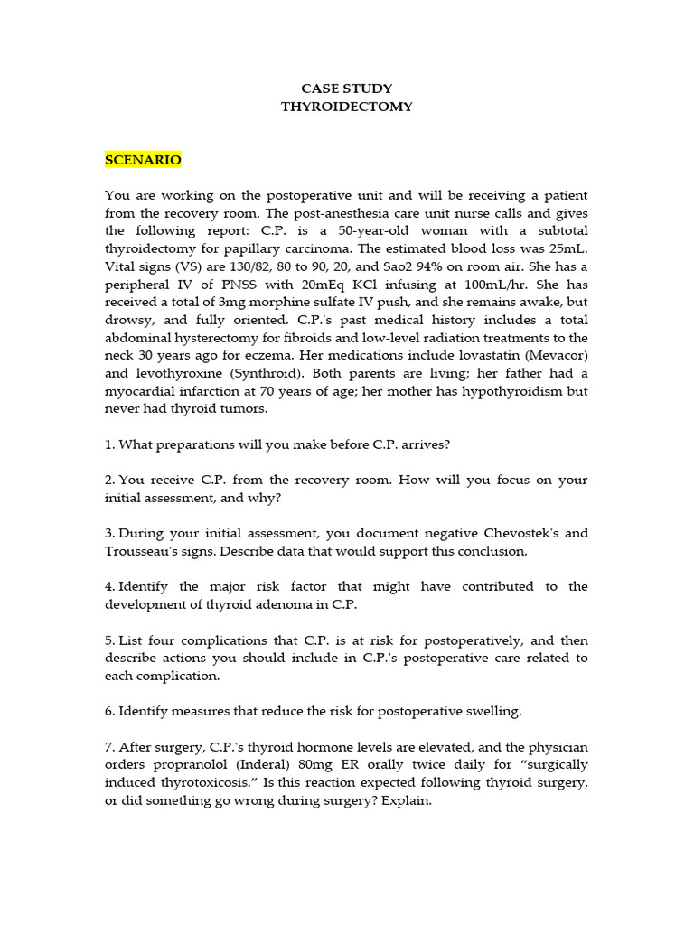 Case Analysis Thyroidectomy | PDF | Surgery | Medicine