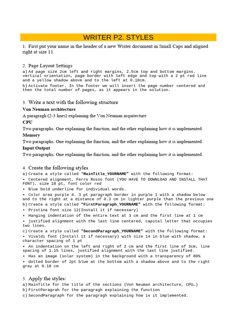 Writer P2 Styles | PDF