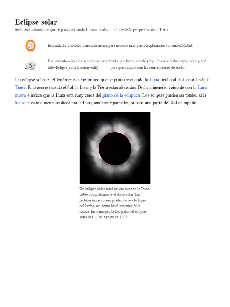 Eclipse Solar | Descargar gratis PDF | Eclipse solar | Luna Eclipse Solar | Descargar gratis PDF | Eclipse solar | Luna