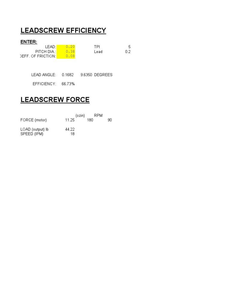 Leadscrew Efficiency Analysis | PDF | Technology & Engineering
