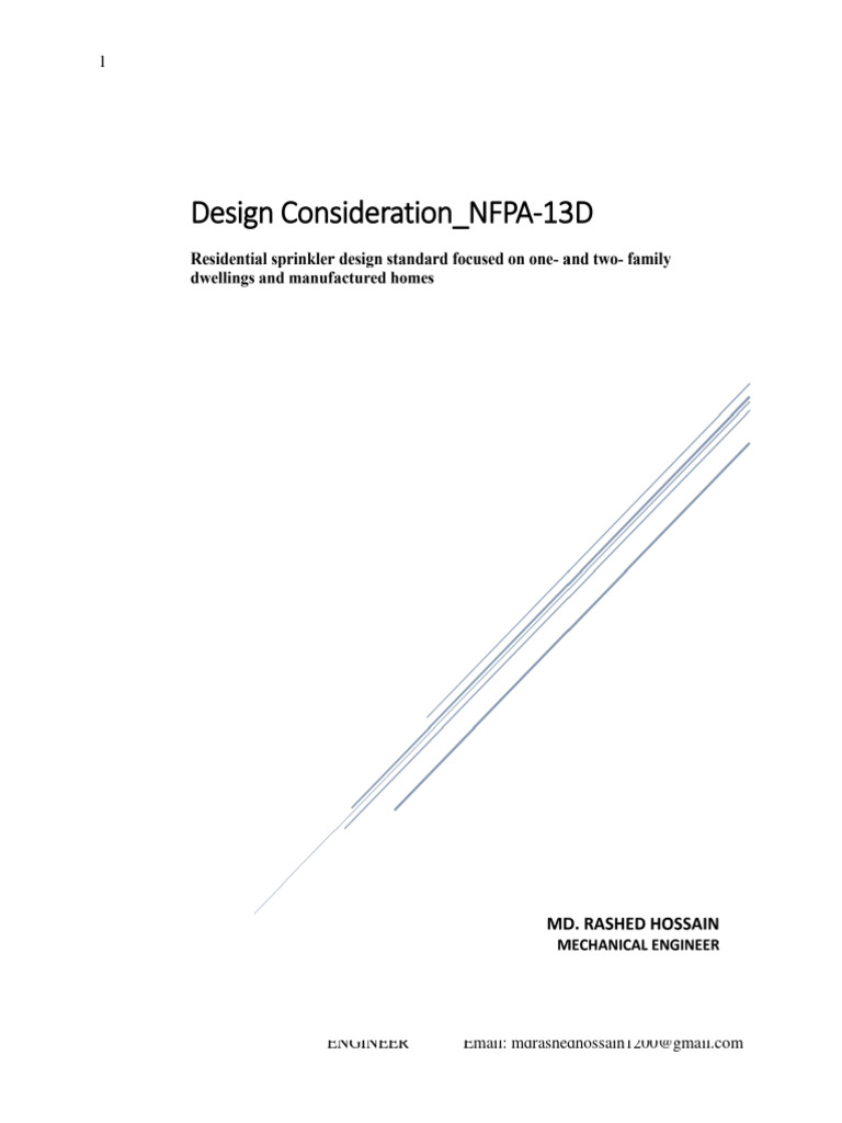 Design Consideration NFPA-13D | PDF | Fire Sprinkler System | Plumbing