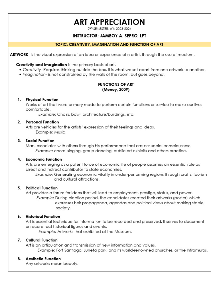Functions of Art | Download Free PDF | The Arts | Liberal Arts Education