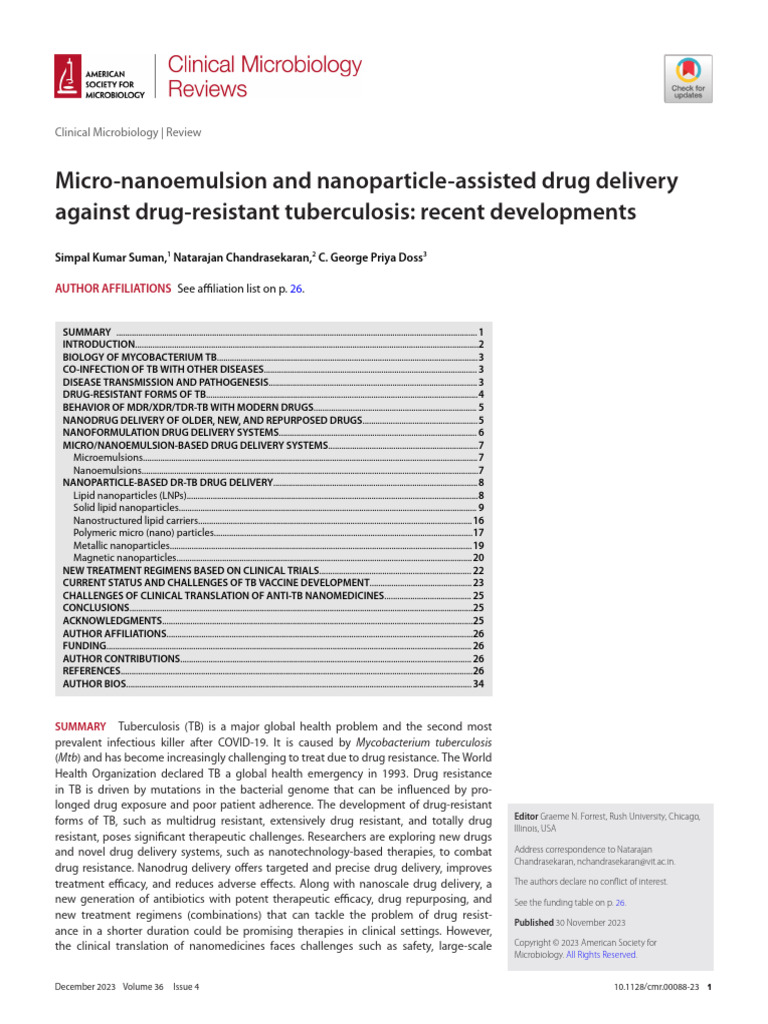 Micro-Nanoemulsion and Nanoparticle-Assisted Drug Delivery Against Drug ...