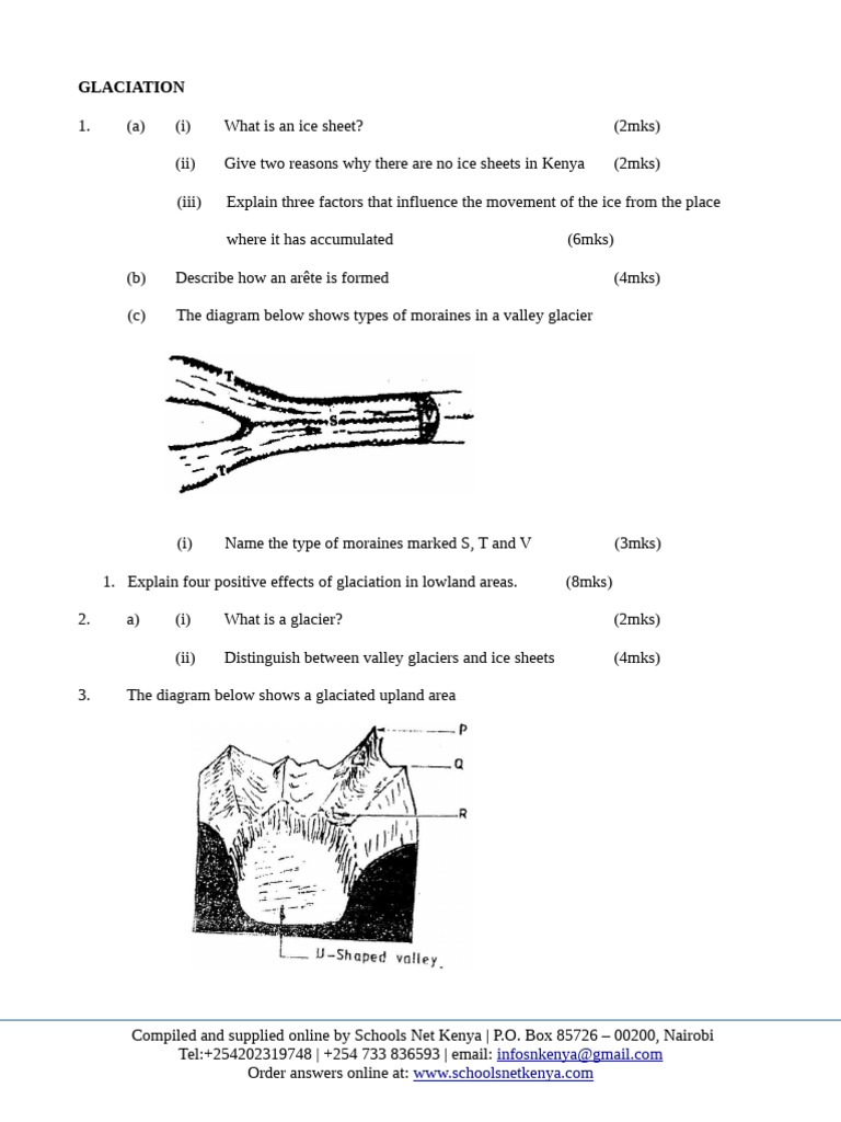 Glaciation Questions | PDF | Glacier | Valley