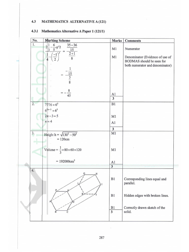Kcse 2018-Kcse 2018 Mathematics Alt-A Paper 1 Ms | PDF