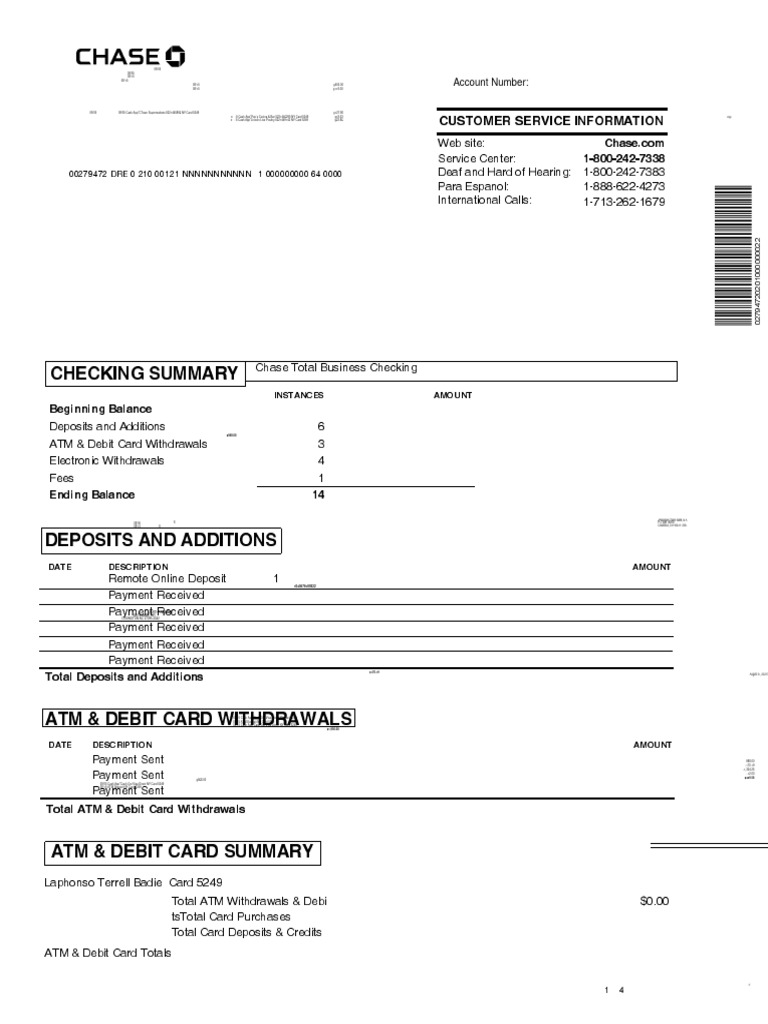 Chase B Statement | PDF | Debit Card | Automated Teller Machine