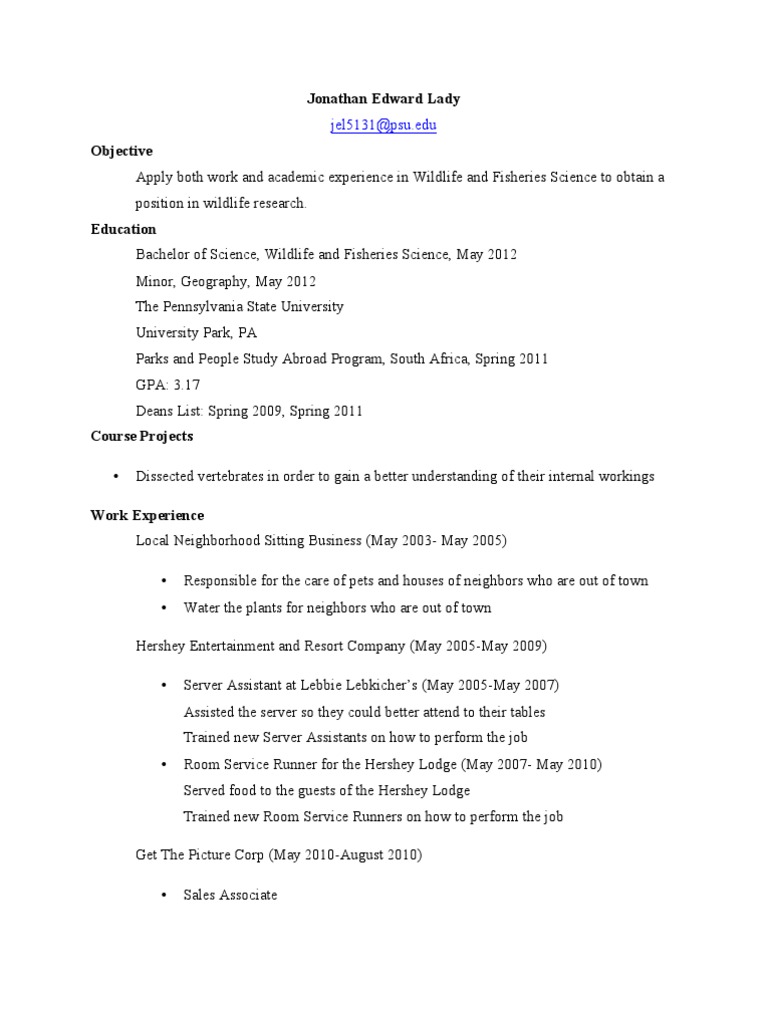 Wildlife Research Career Objectives | PDF