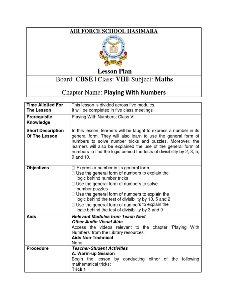 Dokumen - Tips Lesson Plan Board Cbse Class Viii Subject Chapter Cbse Class Viii | PDF ...