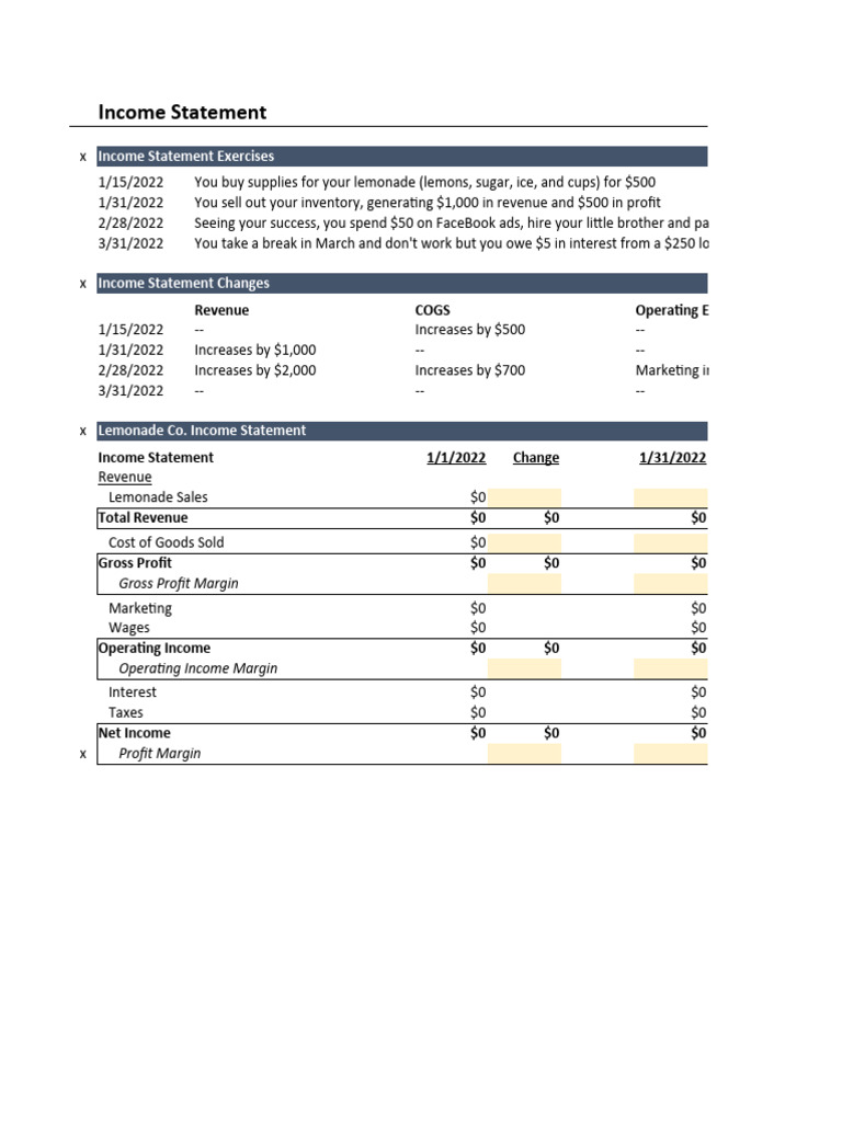 Income Statement For Beginners Exercise | PDF | Cost Of Goods Sold ...