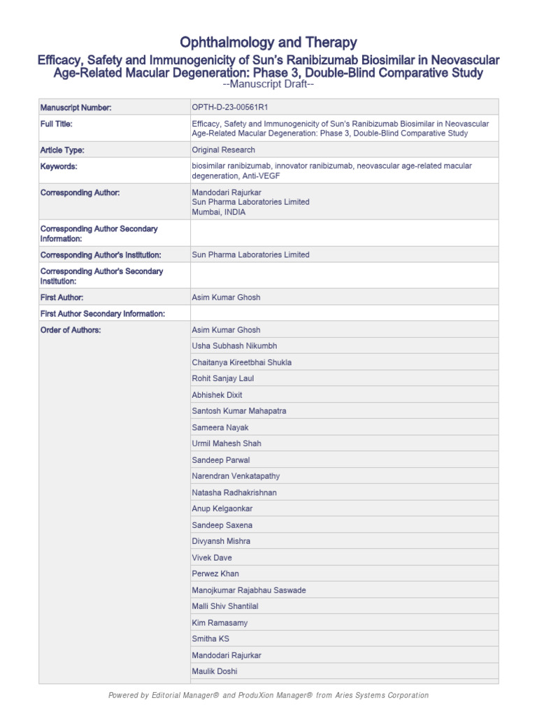 Opth D 23 00561 - R1 | PDF | Clinical Trial | Medicine