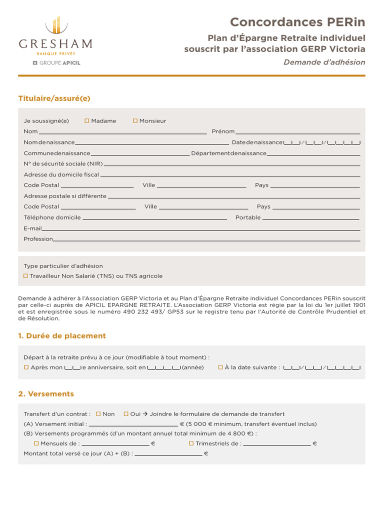 Adhésion au PERin GERP Victoria | PDF | Retraites