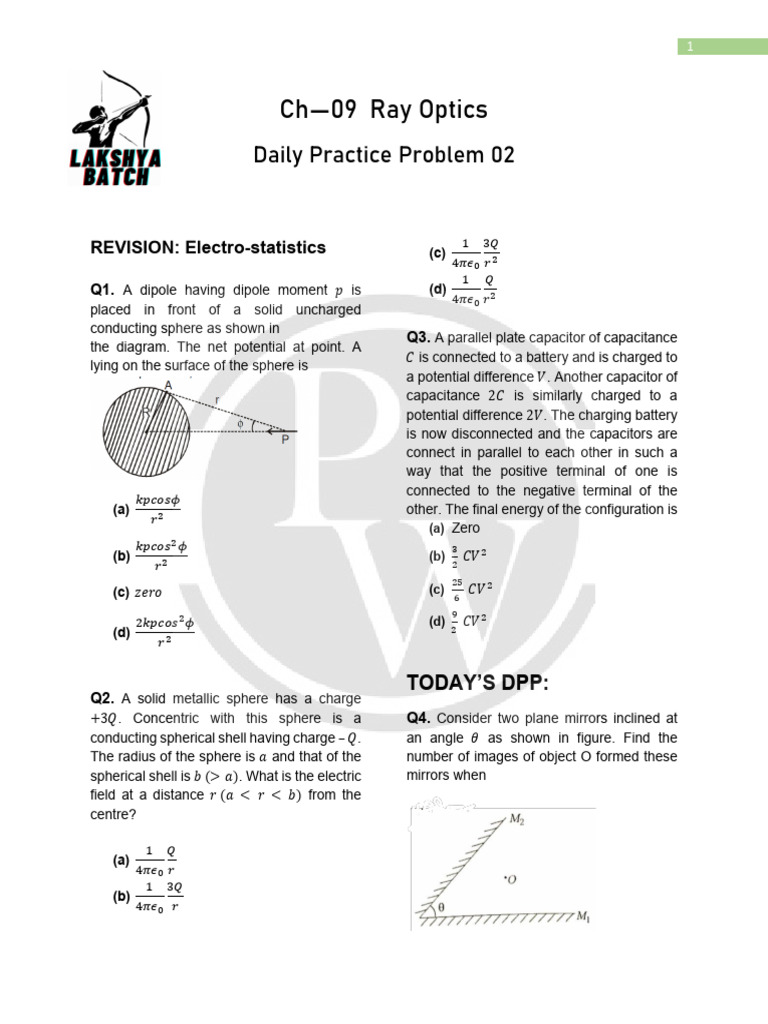 Ray Optics DPP-02 Lec-03 @physicswallahlakshyavideos Physicswallahlakshyavideos | PDF ...