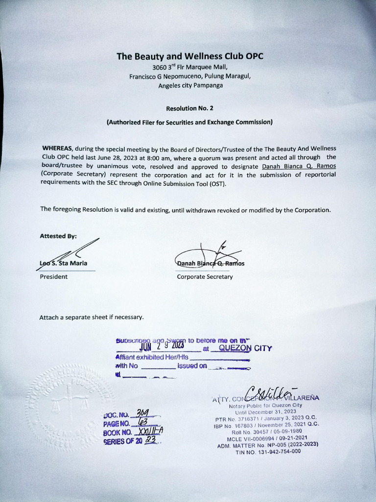 TBWC Board Resolution 2 | PDF