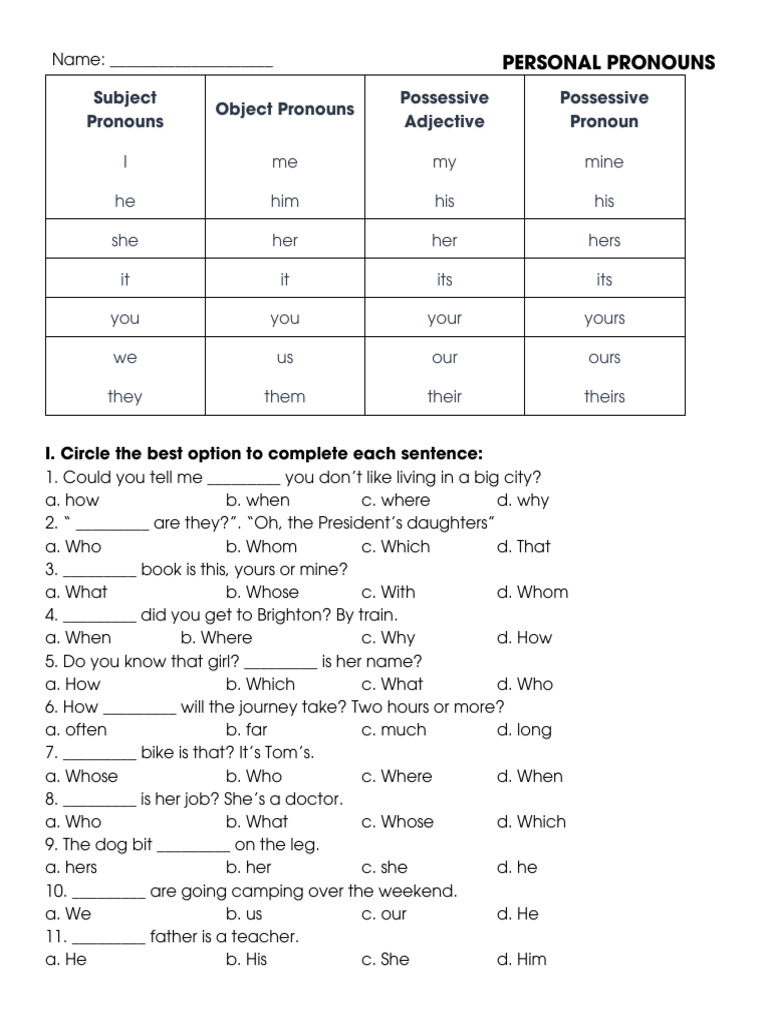 2. Personal Pronouns | PDF | Pronoun | Language Mechanics