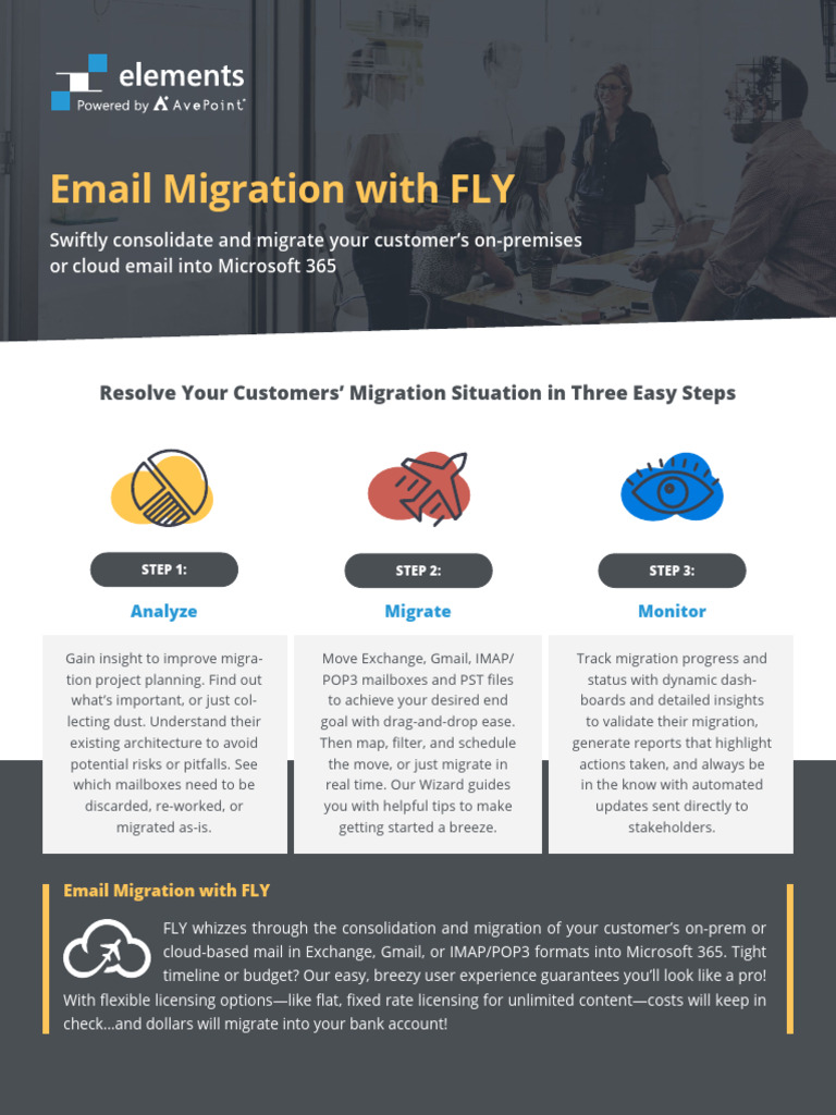 Elements FLY Email Migration Product Brochure | PDF | Gmail | Microsoft Outlook