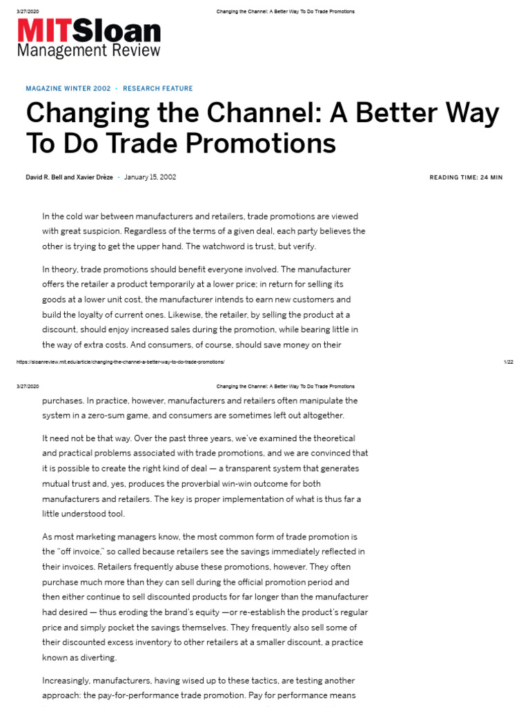 Changing The Channel - A Better Way To Do Trade Promotions MKTG | PDF ...