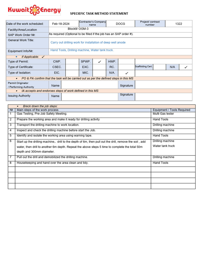 MS#Deep well anode installtion (2) | PDF | Drilling | Industrial Processes