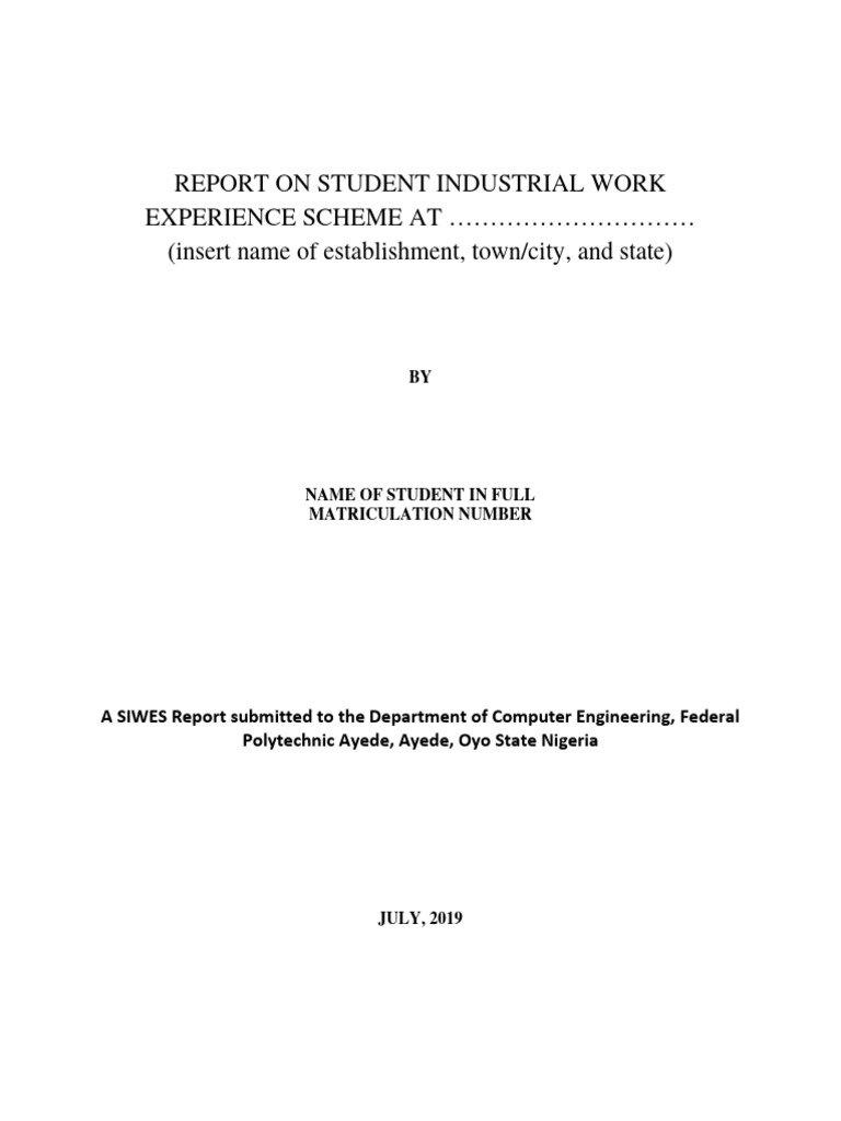Siwes Report Computer Engineering 2019 Pdf