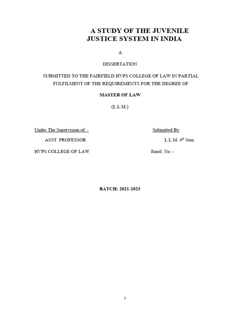 Dissertation Sunil Dubey-LLM (CRIMINAL) | PDF | Juvenile Delinquency ...