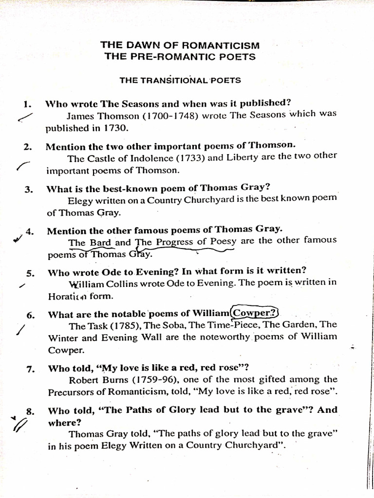 The Dawn of Romanticismthe Pre-Romantic Poets | PDF