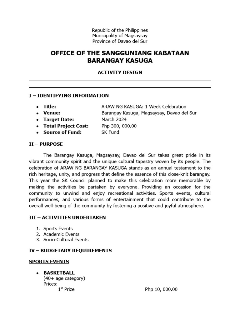 Activity-Design[1] 2024 | PDF