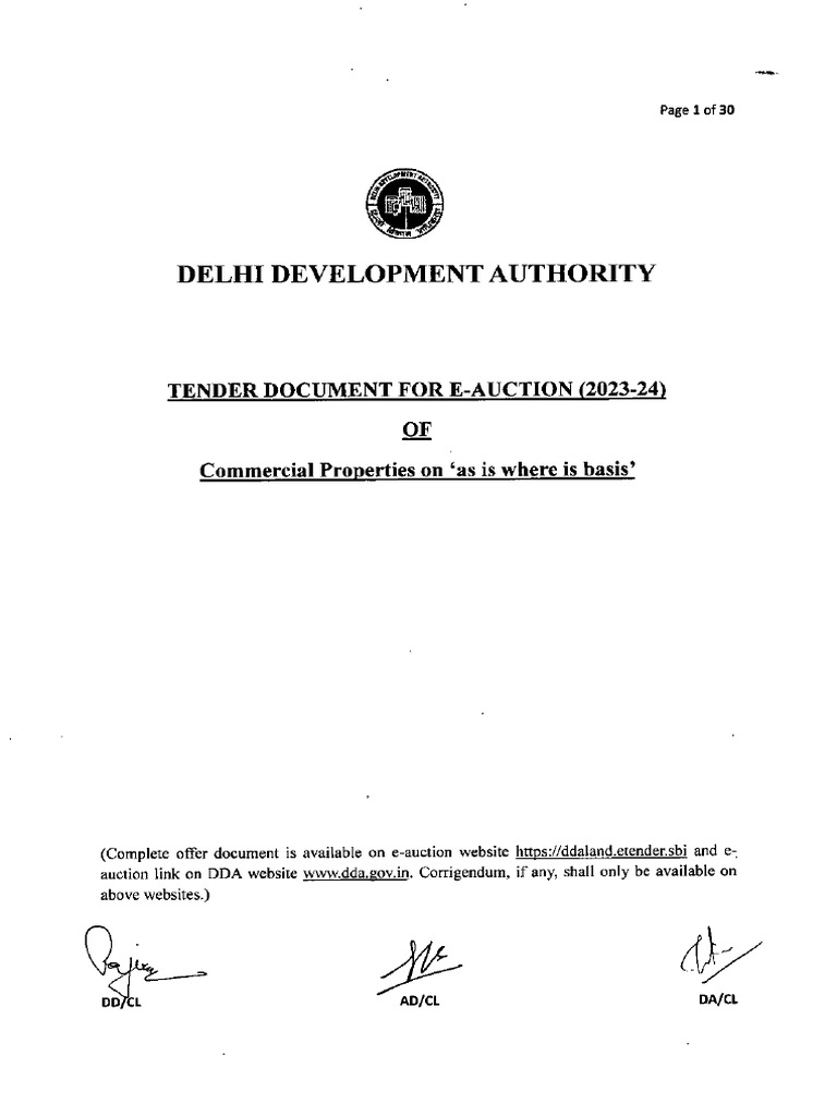 Tender Document Commercial Plot in 19th Phase | PDF